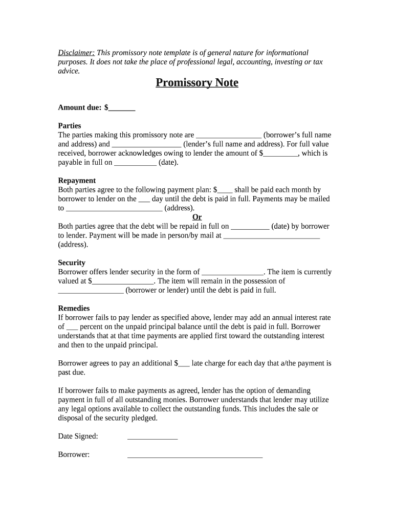 Disclaimer: This promissory note template is of general nature for ...