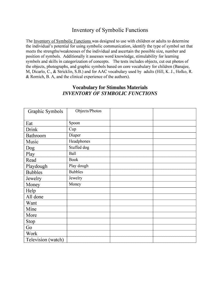 Fillable Online Inventory of Symbolic Functions Fax Email Print - pdfFiller