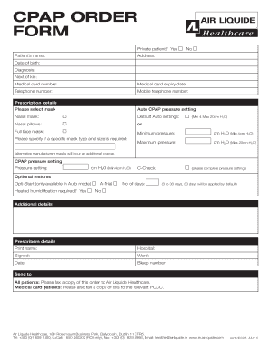 Fillable Online CPAP ORDER Fax Email Print - pdfFiller
