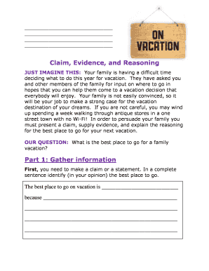 Fillable Online Claim, Evidence, and Reasoning Fax Email Print - pdfFiller