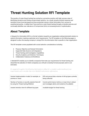 Fillable Online Threat Hunting Solution RFI Template Fax Email Print ...
