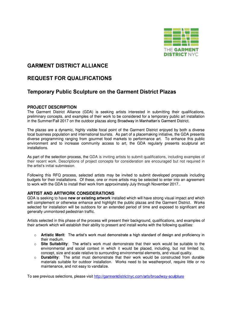 Fillable Online GARMENT DISTRICT ALLIANCE Fax Email Print - pdfFiller