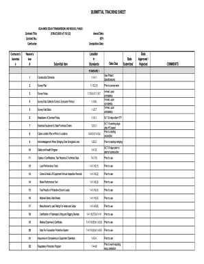 Fillable Online SUBMITTAL TRACKING SHEET Fax Email Print - pdfFiller