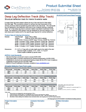 Fillable Online Deep Leg Deflection Track (Slip Track) Fax Email Print ...