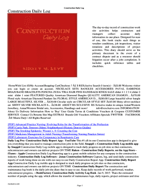Fillable Online Construction Daily Log Fax Email Print - pdfFiller