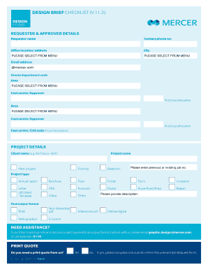Fillable Online DESIGN BRIEF CHECKLIST (V Fax Email Print - pdfFiller