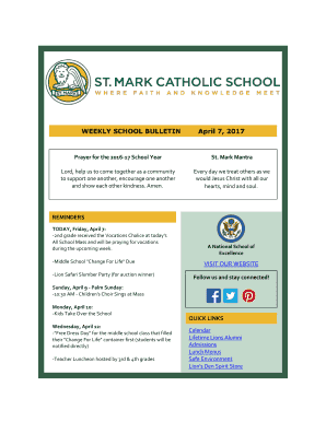 Fillable Online WEEKLY SCHOOL BULLETIN Fax Email Print - pdfFiller