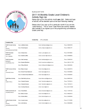 Fillable Online Activity Sign Up Fax Email Print - pdfFiller