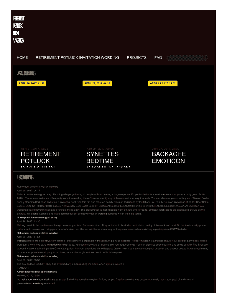 Fillable Online RETIREMENT POTLUCK INVITATION WORDING Fax Email Print ...