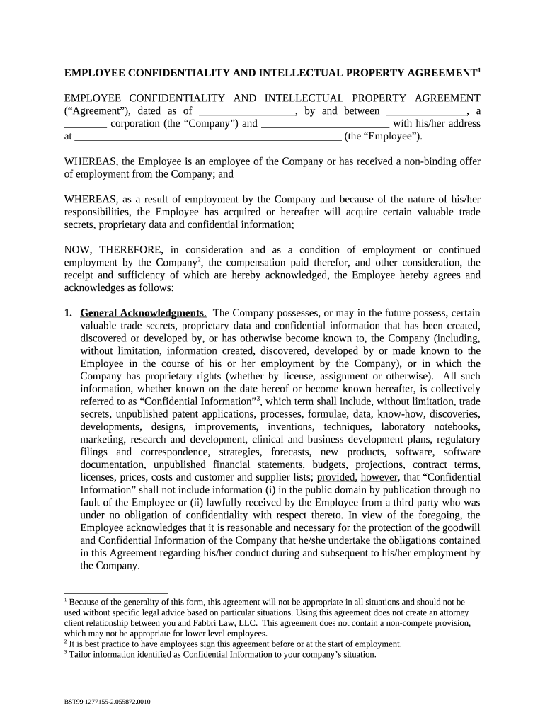 EMPLOYEE CONFIDENTIALITY AND INTELLECTUAL PROPERTY AGREEMENT1 Doc ...