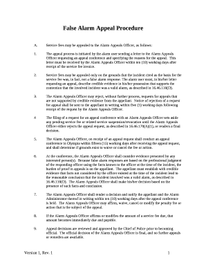 Service fees may be appealed to the Alarm Appeals Officer, as follows ...