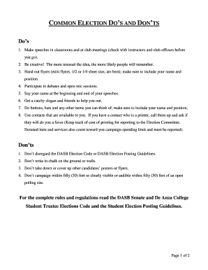 Fillable Online COMMON ELECTION DOS AND DONTS Fax Email Print - pdfFiller