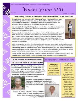 Fillable Online Voices From SLU Fax Email Print - pdfFiller