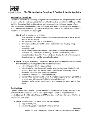 Fillable Online The PTA Nominating Committee & Election: A Step by Step ...