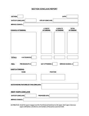 Fillable Online SECTION CONCLAVE REPORT Fax Email Print - pdfFiller