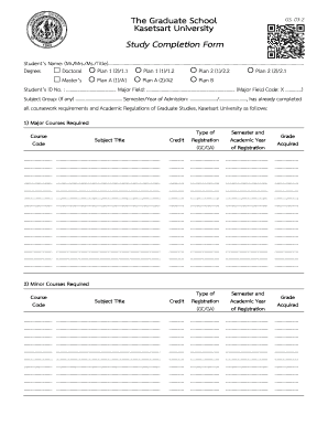 Fillable Online Study Completion Form Fax Email Print - pdfFiller