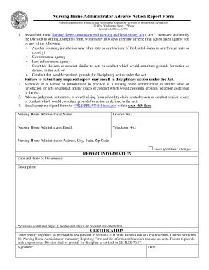 Fillable Online Nursing Home Administrator Adverse Action Report Form ...