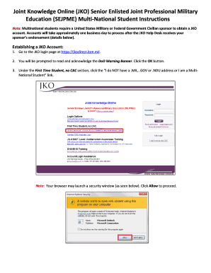 Fillable Online Joint Knowledge Online (JKO) Senior Enlisted Joint ...