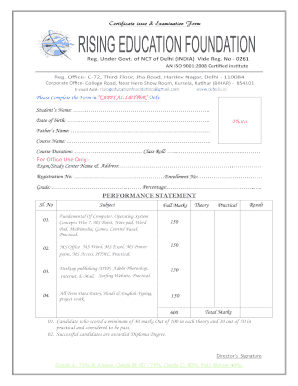 Fillable Online Certificate issue & Examination Form Fax Email Print ...