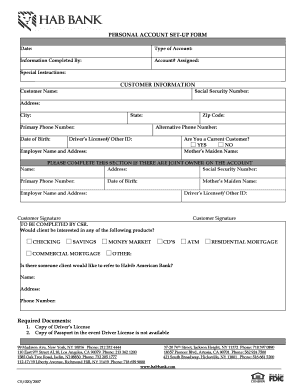 Fillable Online PERSONAL ACCOUNT SET-UP FORM Fax Email Print - pdfFiller
