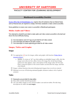 Fillable Online Blackboard Accessibility Checklist Fax Email Print ...