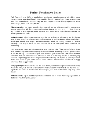 Fillable Online Patient Termination Letter Fax Email Print - pdfFiller