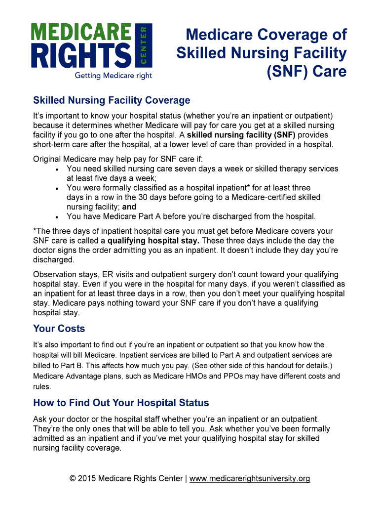 Fillable Online (SNF) Care Fax Email Print - pdfFiller
