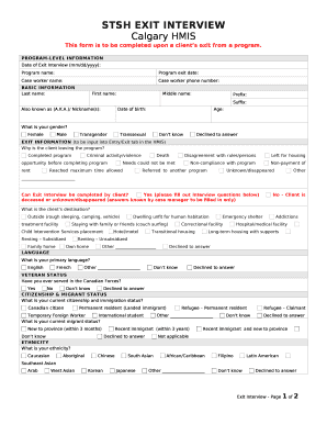 STSH exit Interview Doc Template | pdfFiller