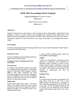 ISSW 2013 Proceedings Word Template Doc Template | pdfFiller