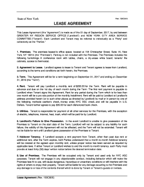 Fillable Online This Lease Agreement (this Agreement) is made as of ...