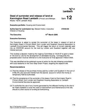 Fillable Online Deed of surrender and release of land at Fax Email ...