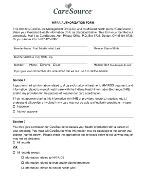 Fillable Online This form lets CareSource Management Group Co Fax Email ...