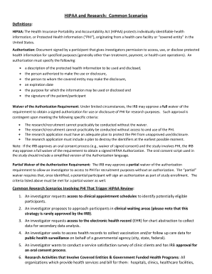 Fillable Online HIPAA and Research: Common Scenarios Fax Email Print ...