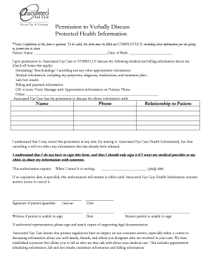 Fillable Online Permission to Verbally Discuss Fax Email Print - pdfFiller
