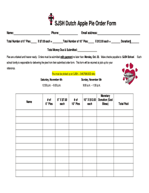 Pie Order Form - Fill Online, Printable, Fillable, Blank | pdfFiller