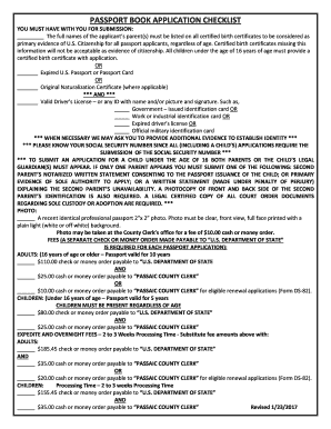Fillable Online PASSPORT BOOK APPLICATION CHECKLIST Fax Email Print ...