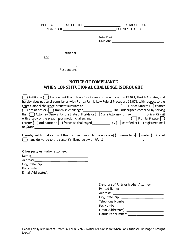 Fillable Online NOTICE OF COMPLIANCE WHEN Fax Email Print - pdfFiller