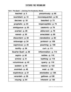 Fillable Online Catching Fire Vocabulary Fax Email Print - pdfFiller
