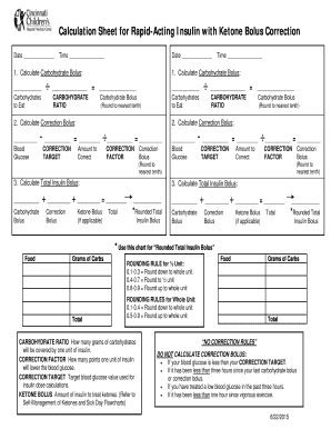 Fillable Online Calculation Sheet for Rapid-Acting Insulin with Ketone ...