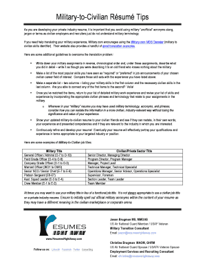 Fillable Online Military-to-Civilian Rsum Tips Fax Email Print - pdfFiller