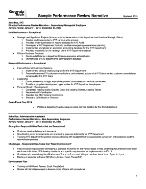 Fillable Online Sample Performance Review Narrative Fax Email Print ...