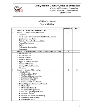 Fillable Online Medical Assistant Course Outline Fax Email Print ...