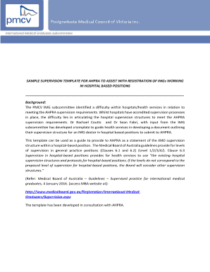 Fillable Online SAMPLE SUPERVISION TEMPLATE FOR AHPRA TO ASSIST WITH ...