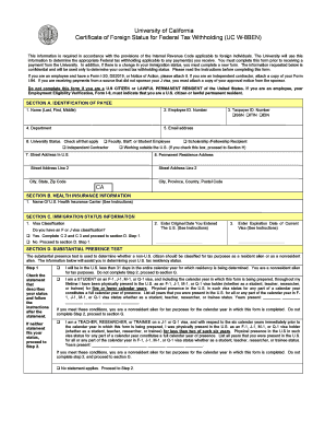 Fillable Online gse berkeley Certificate of Foreign Status for Federal Tax Withholding (UC W ...