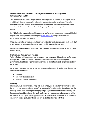 Fillable Online Human Resources Policy 03 - Employee Performance ...