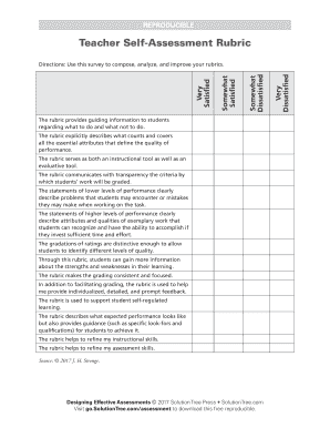Fillable Online Teacher Self-Assessment Rubric Fax Email Print - pdfFiller
