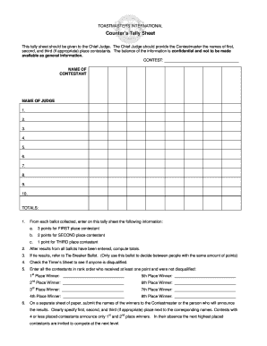 Fillable Online Counter's Tally Sheet Fax Email Print - pdfFiller