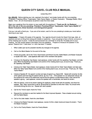 Fillable Online QUEEN CITY GAVEL CLUB ROLE MANUAL Fax Email Print ...