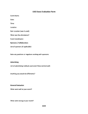 Fillable Online USG Event Evaluation Form Fax Email Print - pdfFiller