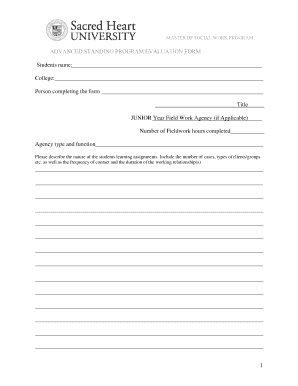 Fillable Online ADVANCED STANDING PROGRAM EVALUATION FORM Fax Email ...
